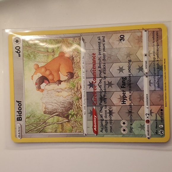 Pokemon | Toys | Pokemon Trading Card Bidoof Holographic 223 | Poshmark